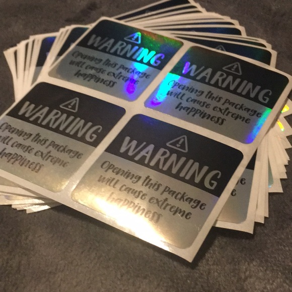 Bags | 6 Pc Warning Opening Package Cause Extreme Happiness Stickers ...